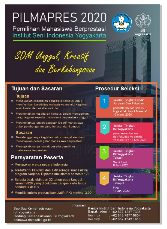 Hasil Seleksi Tahap I Pemilihan Mahasiswa Berprestasi Tingkat Institut Seni Indonesia Yogyakarta ...